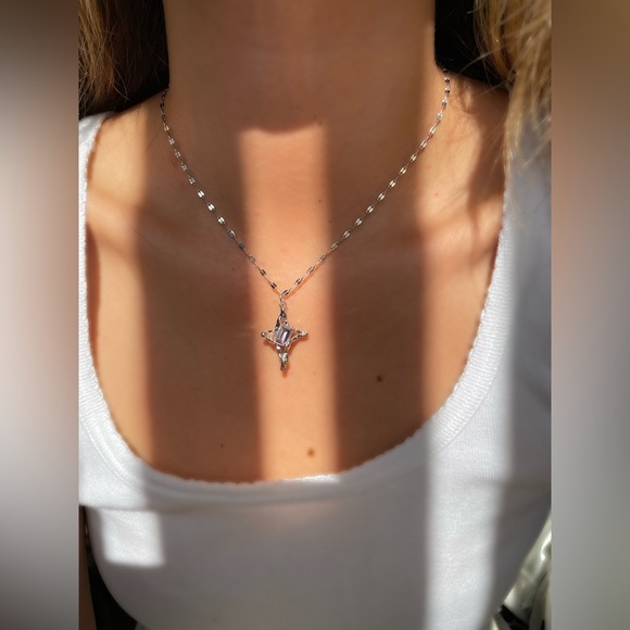 Jewelry | New Y2k Silver Pink Diamond Star Pendant Necklace | Poshmark